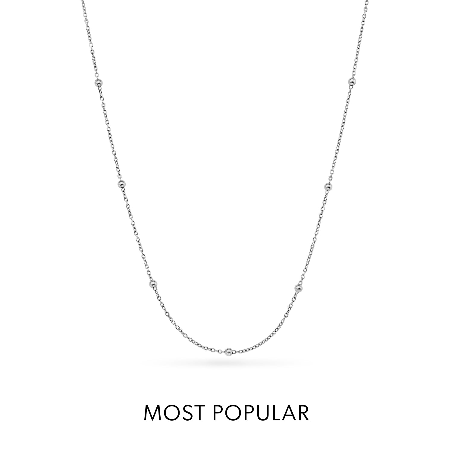 Layering Sphere Chain Necklace 16-18 in (Silver) - Sterling Silver ...