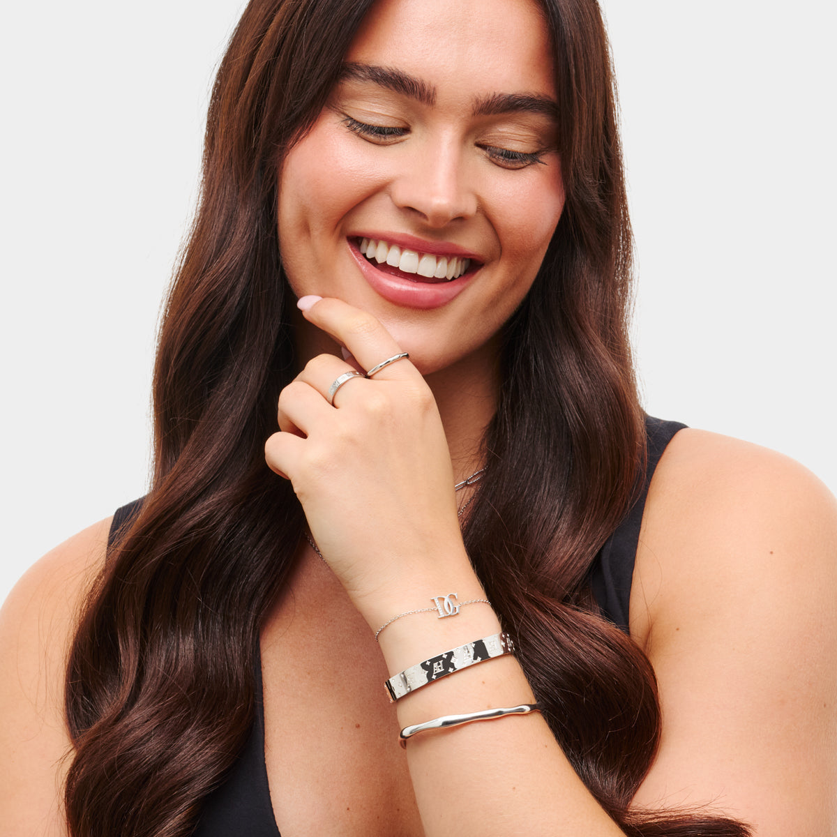 Double Initial Crystal Bracelet (Silver) – Abbott Lyon US