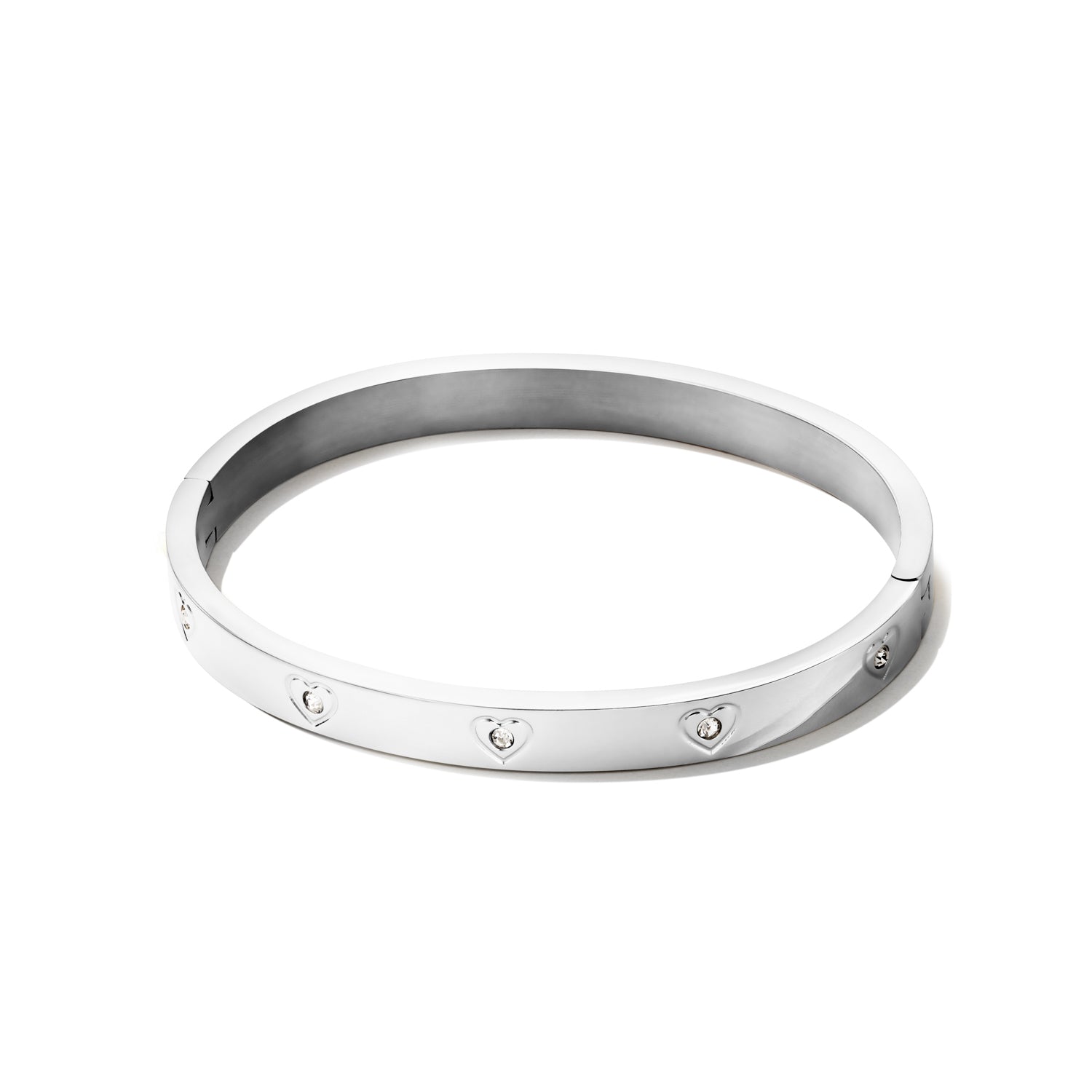 Statement Crystal Heart Bangle (Silver) – Abbott Lyon US