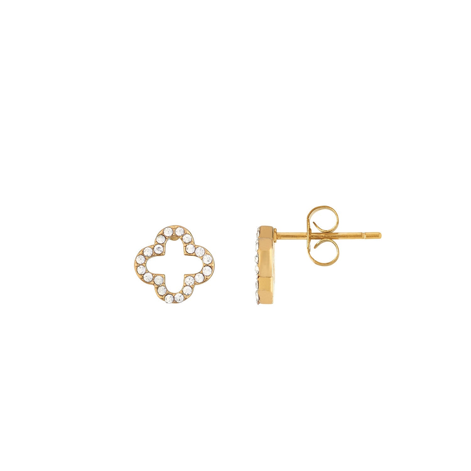Crystal Clover Studs (Gold) – Abbott Lyon US