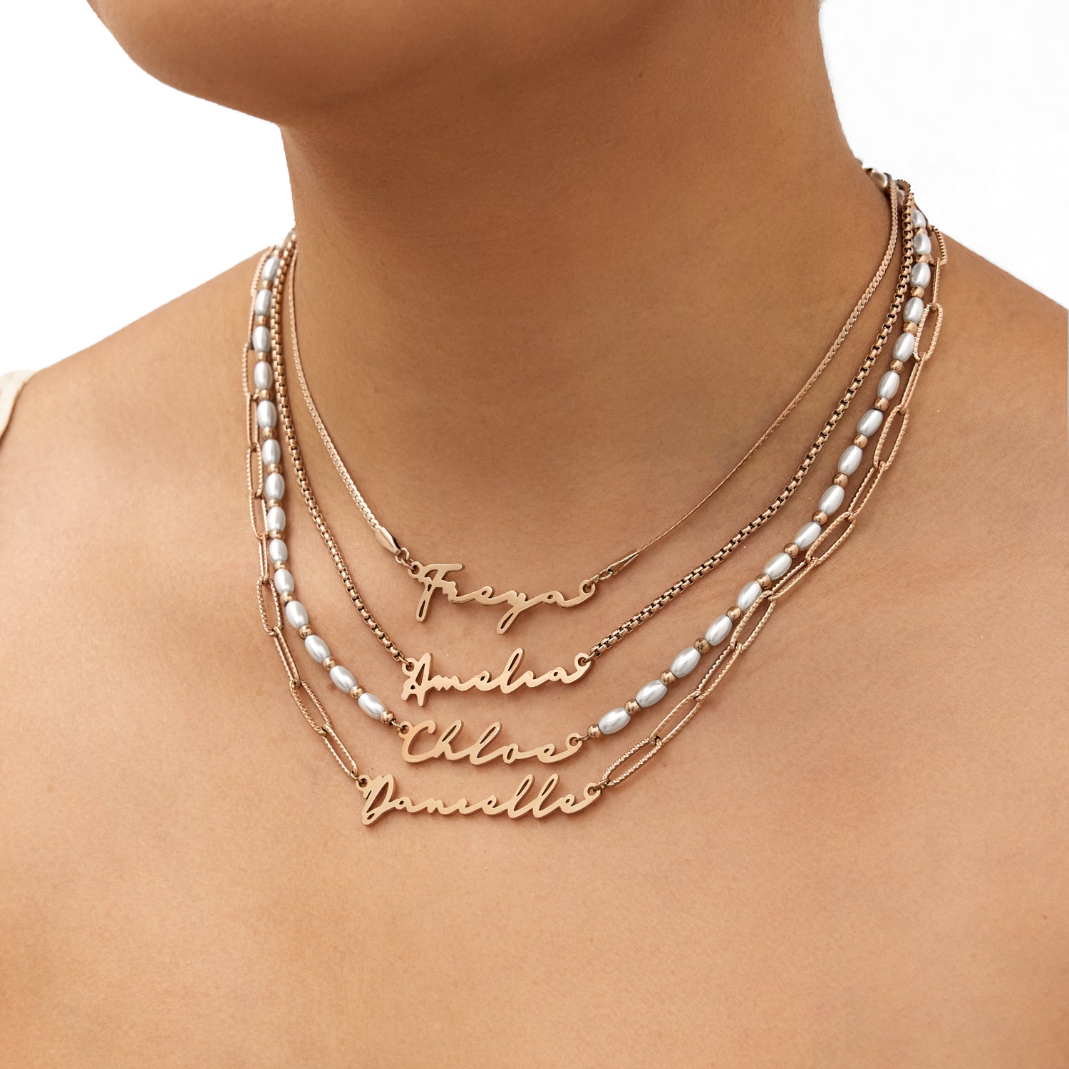 Name necklace rose gold real store