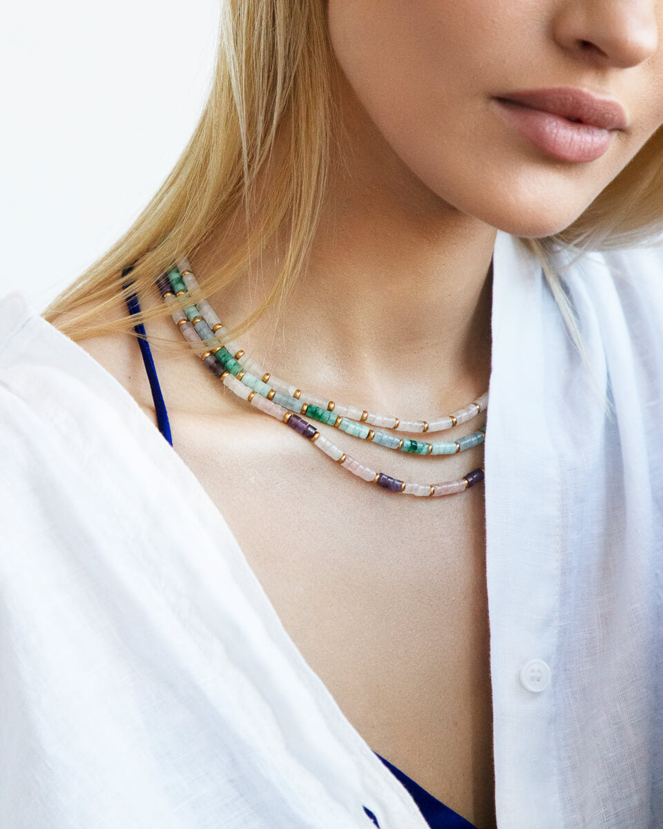 Pastel Quartz Beaded Necklace (Gold) – Abbott Lyon US