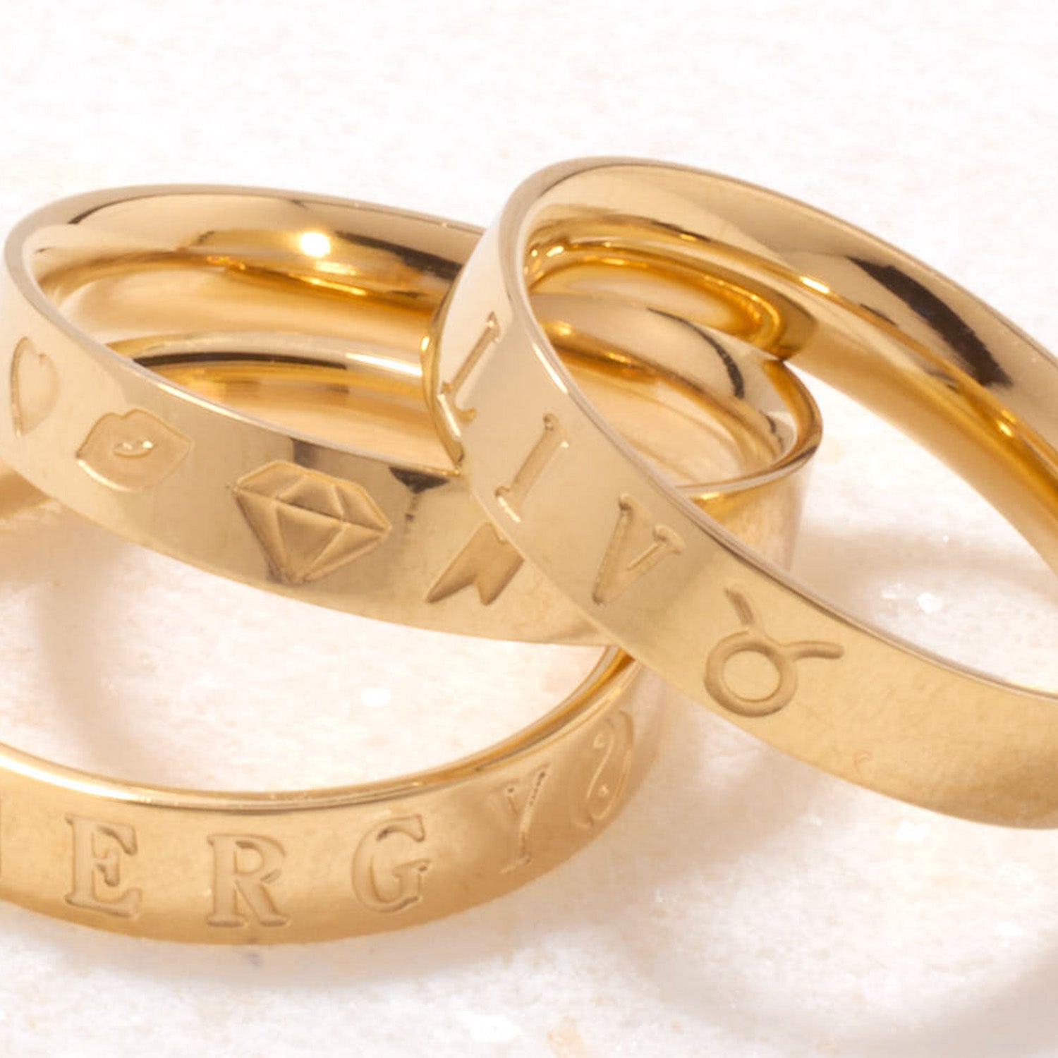Custom Stamped Name Ring Gold