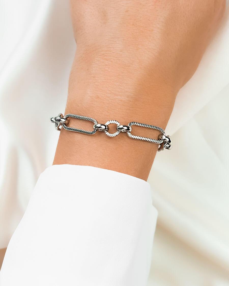 Heart Figaro Chain Necklace Bracelet Bundle Silver