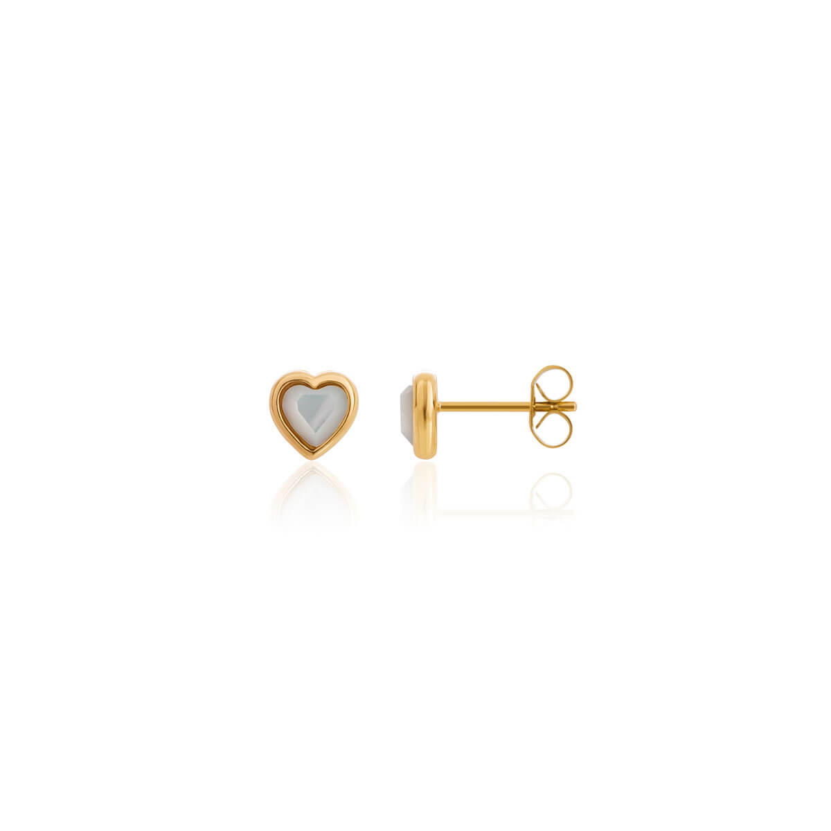 Mini Heart Birthstone Stud Earrings Gold